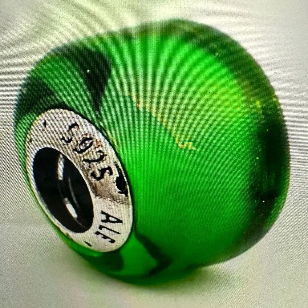 Authentic Pandora, Green Mini Murano Glass Charm #793… - Gem